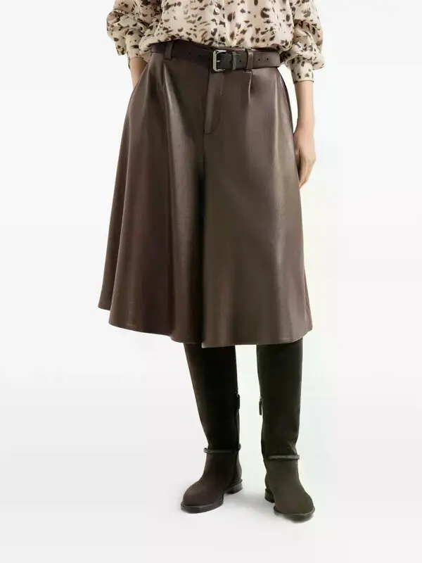 Brunello Cucinelli Nappa Leather Wide Bermuda Shorts With Monili