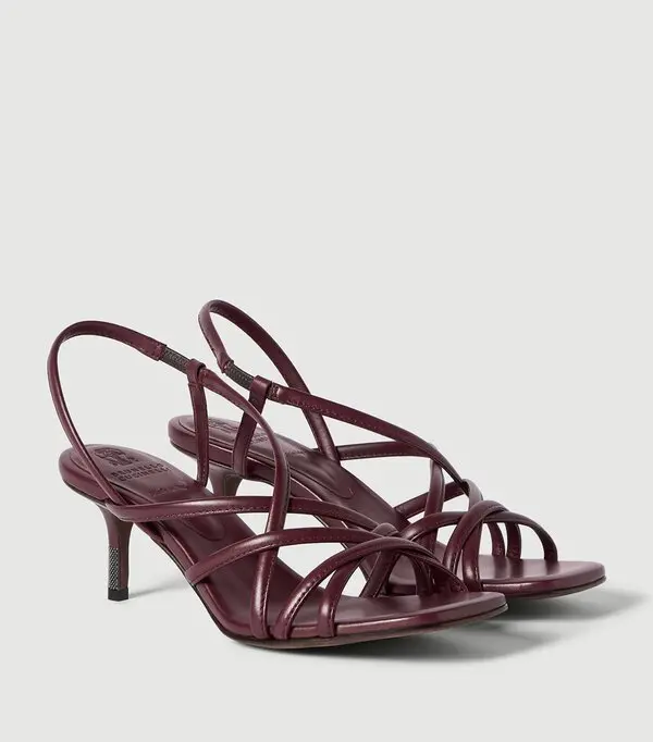 Brunello Cucinelli Leather High Heel Sandals - Black
