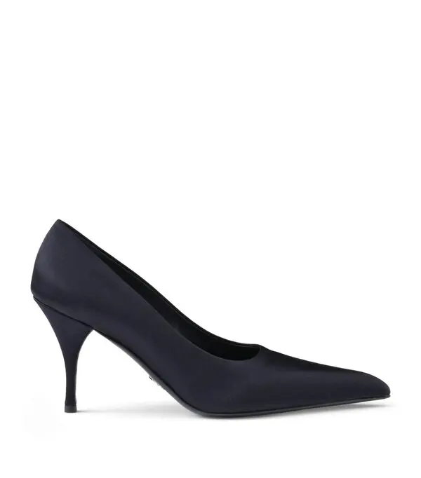 Prada Satin Pointed Toe Stiletto Pumps - Blue