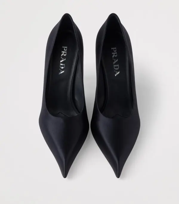 Prada Satin Pointed Toe Stiletto Pumps - Blue