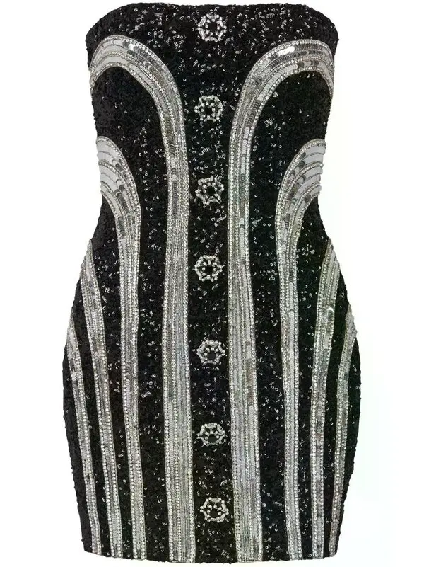 Balmain Sequin Short Dress - Black