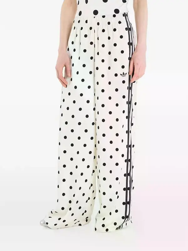 Adidas Polka-dot Satin Wide-leg Track Pants - Neutrals