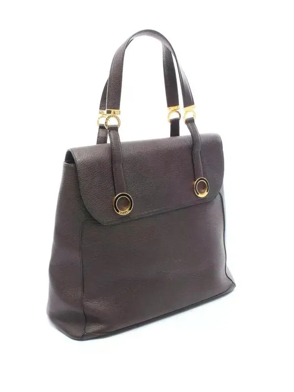 BVLGARI Leather Flap Tote Bag - Brown