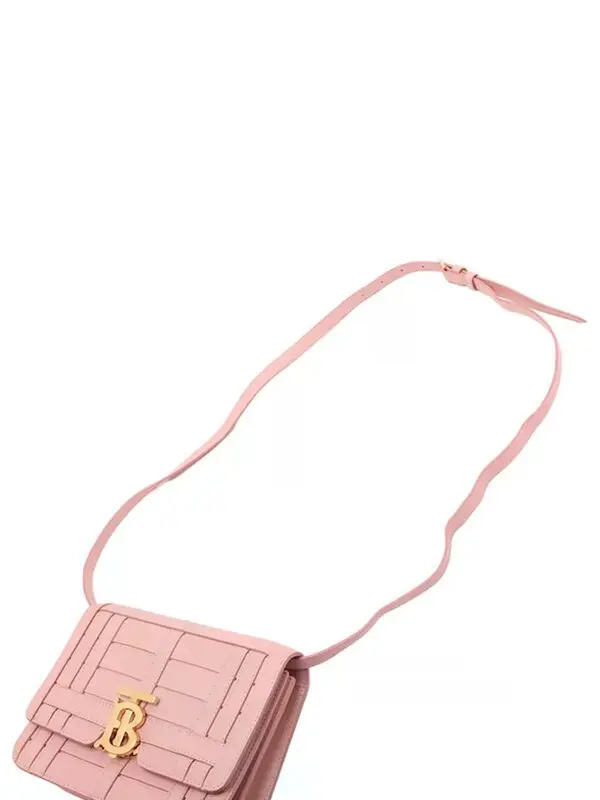 Burberry Small Woven Calfskin Crossbody Bag - Pink