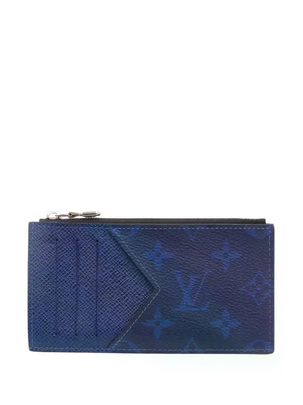 LOUIS VUITTON 2021-2026 Monogram Taigarama Coin Card Holder - Blue