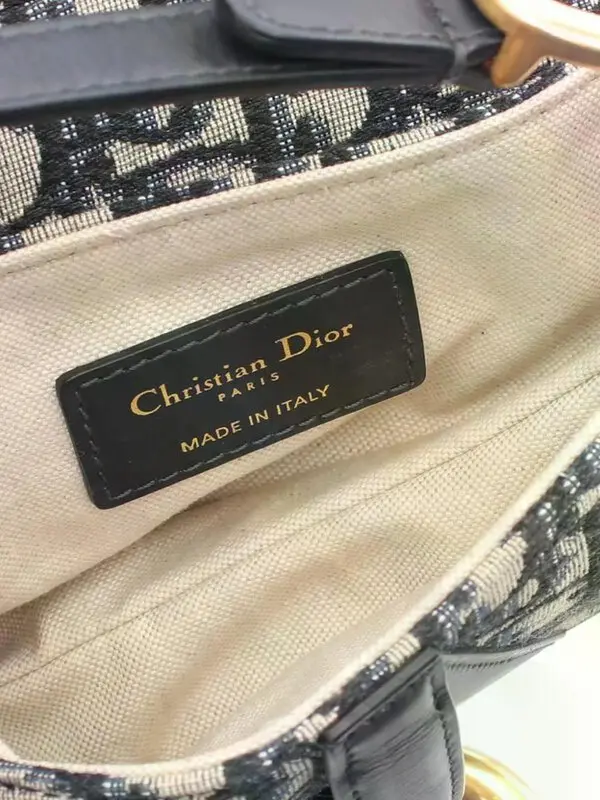 Dior Mini Oblique Canvas Saddle Bag Satchel - Blue