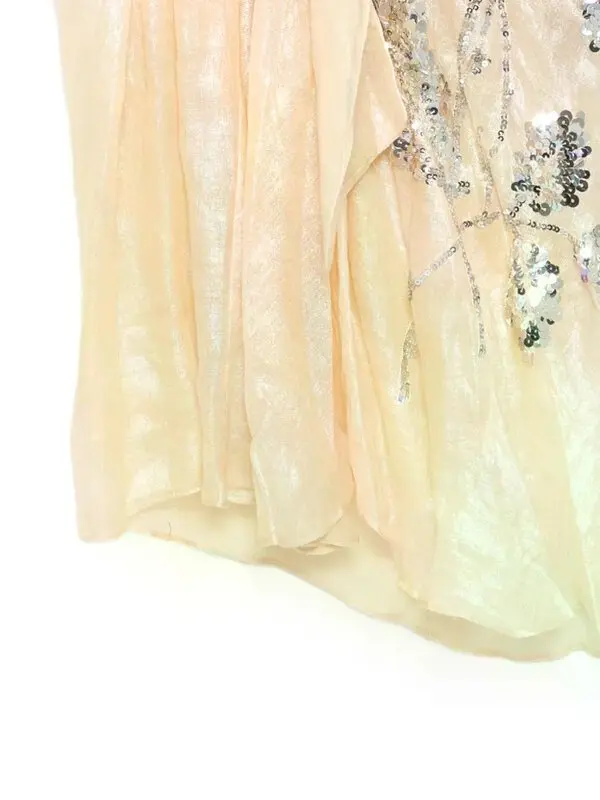 Biyan Linen Draped Midi Skirt With Sequin Embellishment