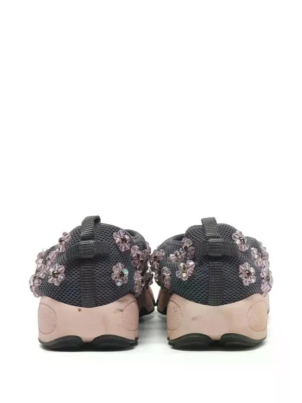 Dior Fusion Mesh Floral Embellished Sneakers - Grey