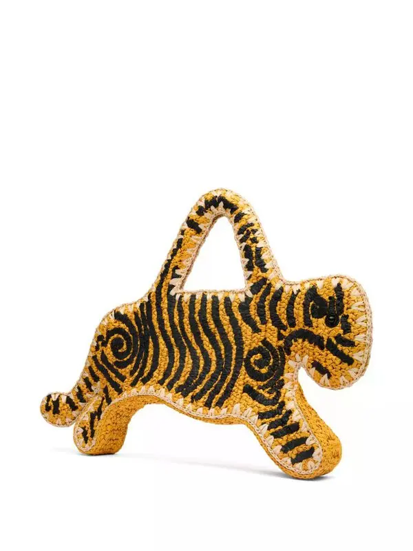 SIMONMILLER Tiger Raffia Tote Bag