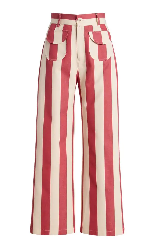 La Veste Exclusive Parasol Cotton Straight-leg Pants - Red
