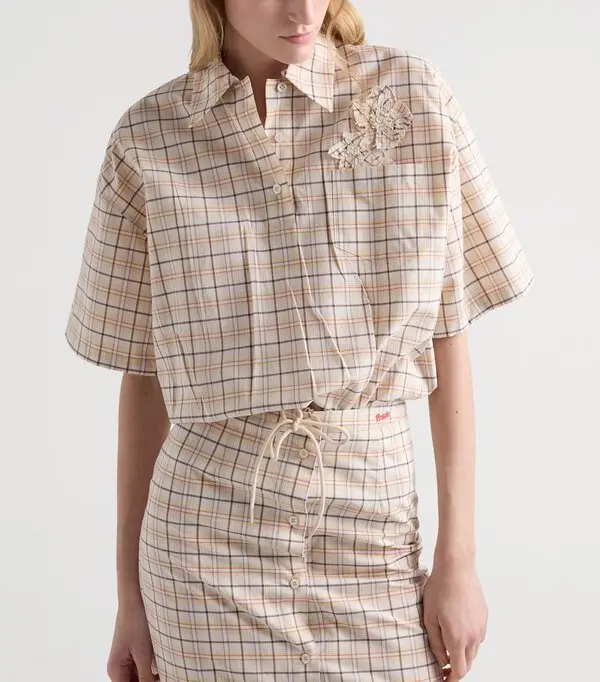 Prada Cotton Embroidered Check Shirt