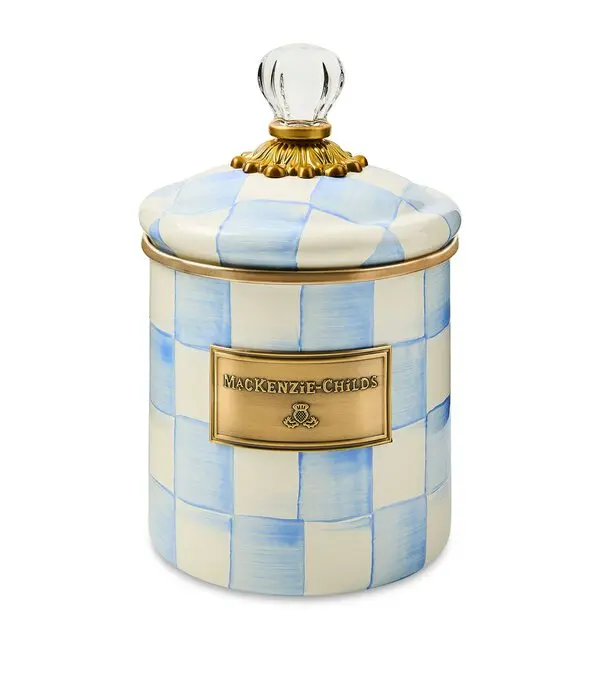 MACKENZIE-CHILDS Small Sky Check Cannister - Blue