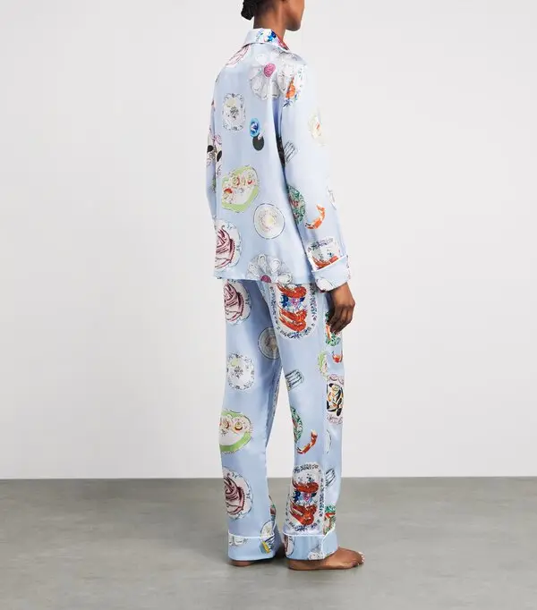 Olivia Von Halle Silk Seafood Lila Pyjama Set - Blue