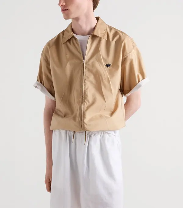 Prada Re-nylon Zip-up Short-sleeve Shirt - Brown