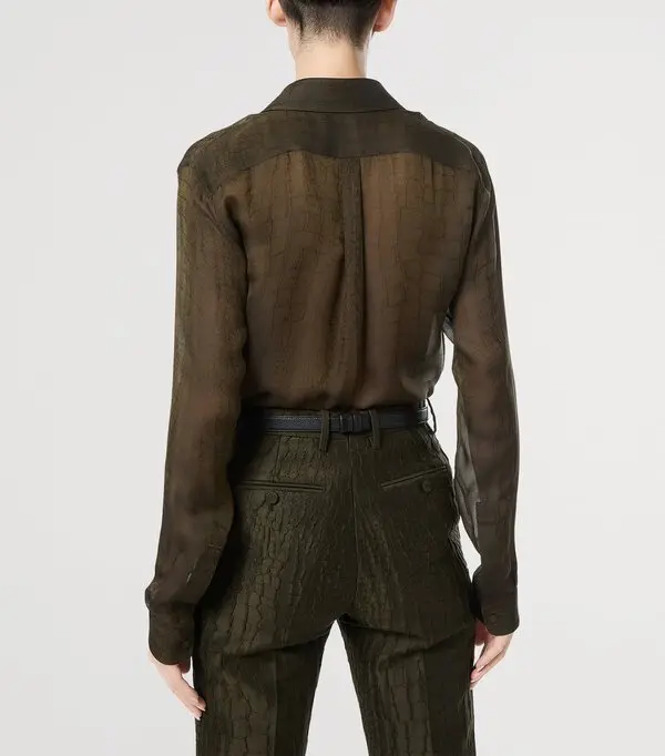 TOM FORD Silk Chiffon Crocodile Jacquard Shirt