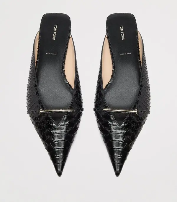 TOM FORD Python-embossed Leather Julianne Mules - Black
