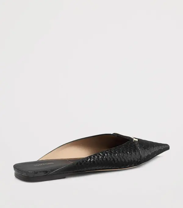 TOM FORD Python-embossed Leather Julianne Mules - Black
