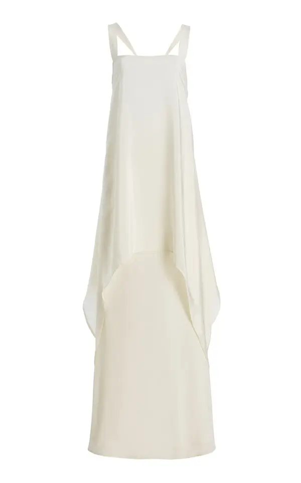 Staud Kira Draped Silk Maxi Dress - Ivory