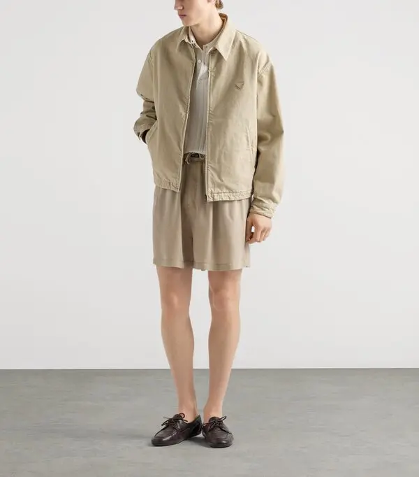 Prada Vintage Washed Denim Blouson Jacket - Neutral