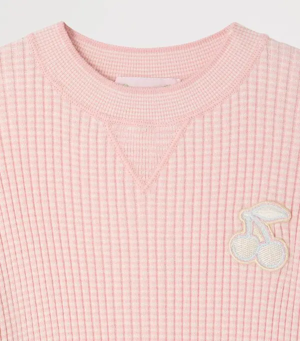 Bonpoint Waffle Finish T-shirt With Appliqué Cherry Patch