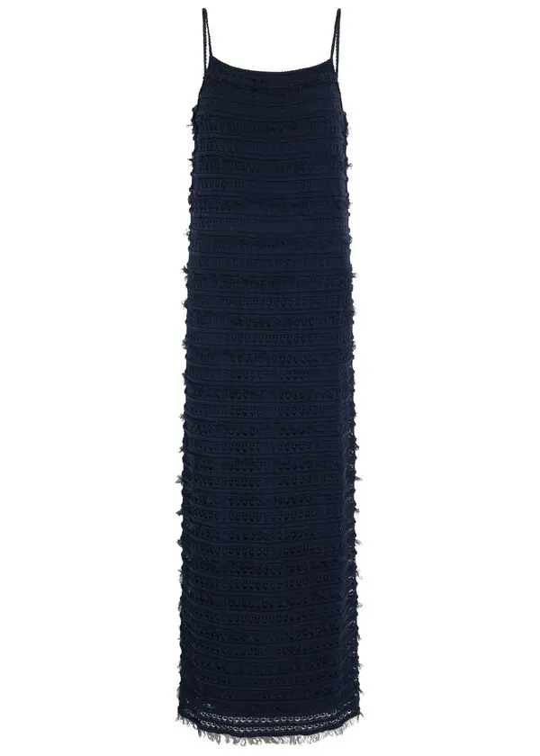 Giuliva Heritage Elizabeth Open-weave Knit Maxi Dress - Navy