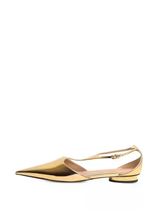 Bottega Veneta Tone Leather T-bar Ballet Flats - Gold