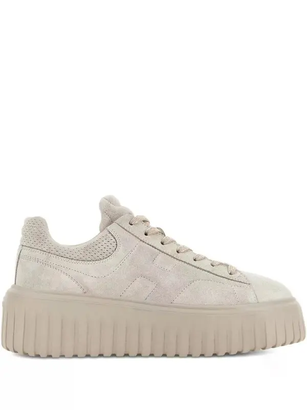 Hogan Light Brown Suede Platform Lace-up Sneakers