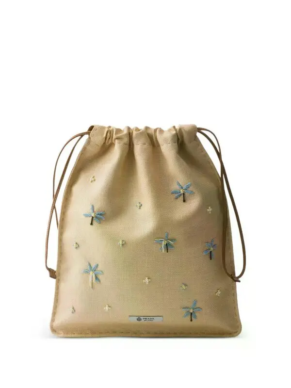 Prada Embroidered Canvas Pouch