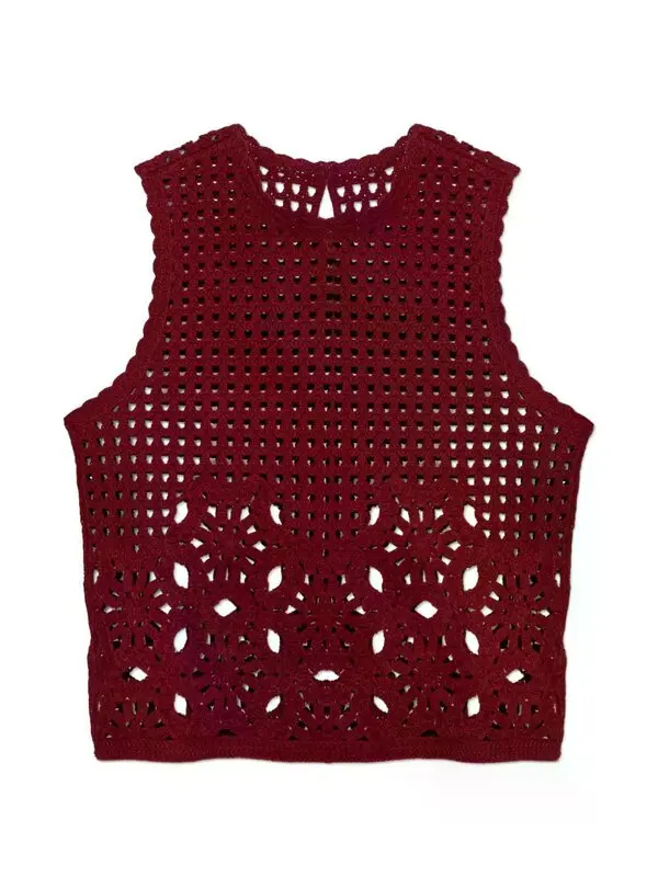 FRAME Crochet Sleeveless Top - Red