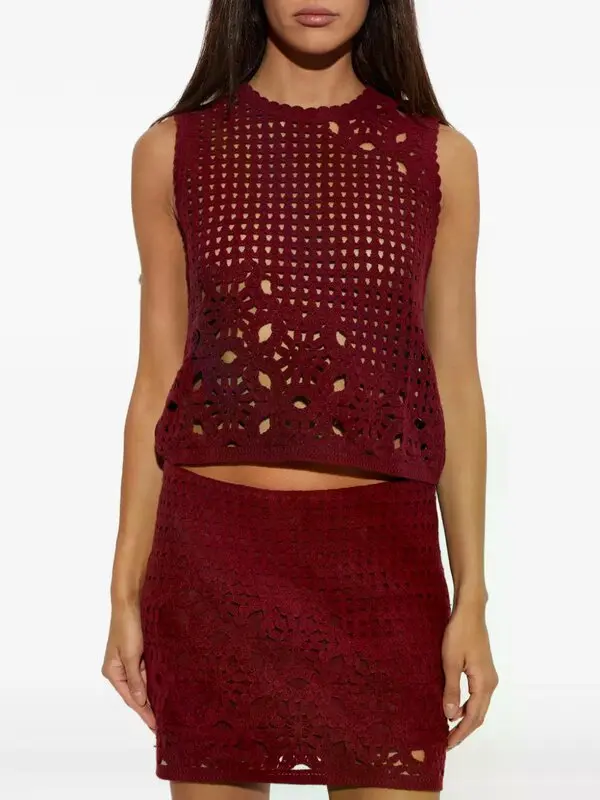 FRAME Crochet Sleeveless Top - Red