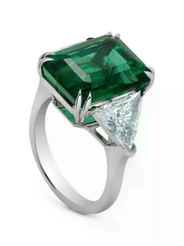 JEWELS AFICIONADO Emerald And Diamond Ring - Silver