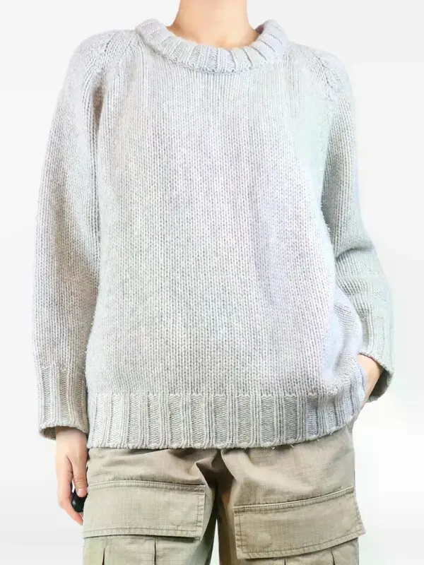Malo Cashmere Chunky Knit Raglan Sleeve Crew Neck Sweater