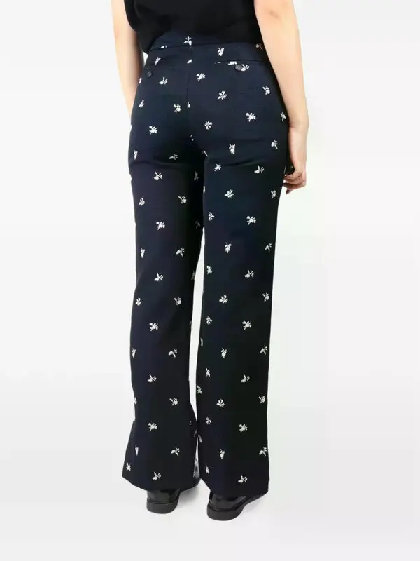 Erdem Navy Floral Jacquard Trousers