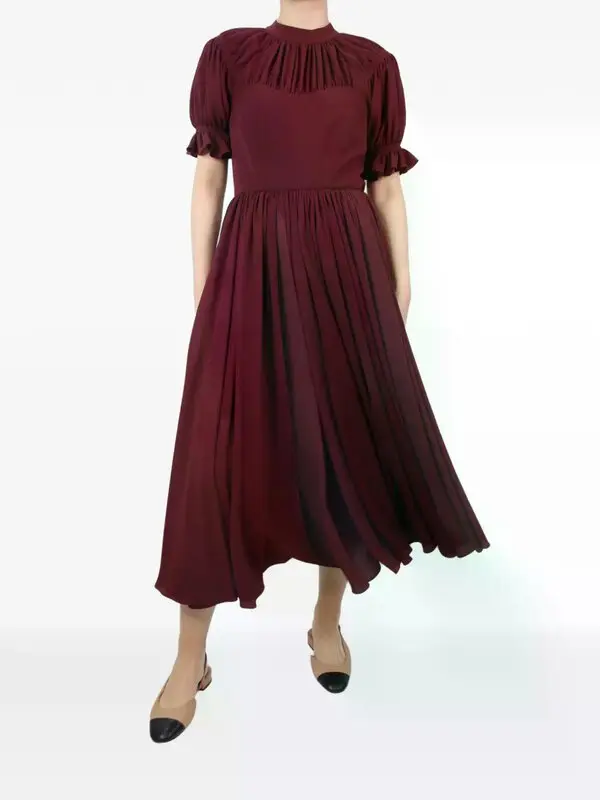 EMILIA WICKSTEAD Burgundy Midi Gathered Dress - Red