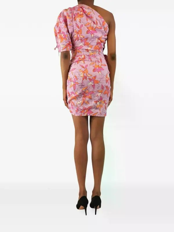 ISABEL MARANT VINTAGE Ruched One-shoulder Floral Print Mini Dress