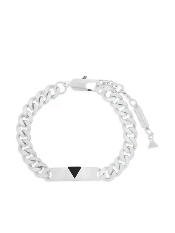 COUP DE COEUR Curb Chain Bracelet With Black Triangle Inlay - Silver