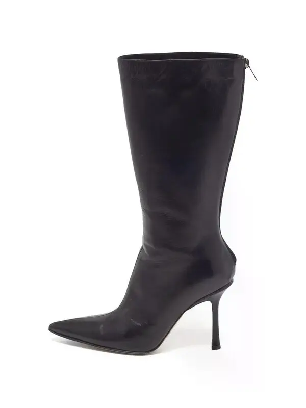 JIMMY CHOO Leather Mid-calf Stiletto Boots - Black