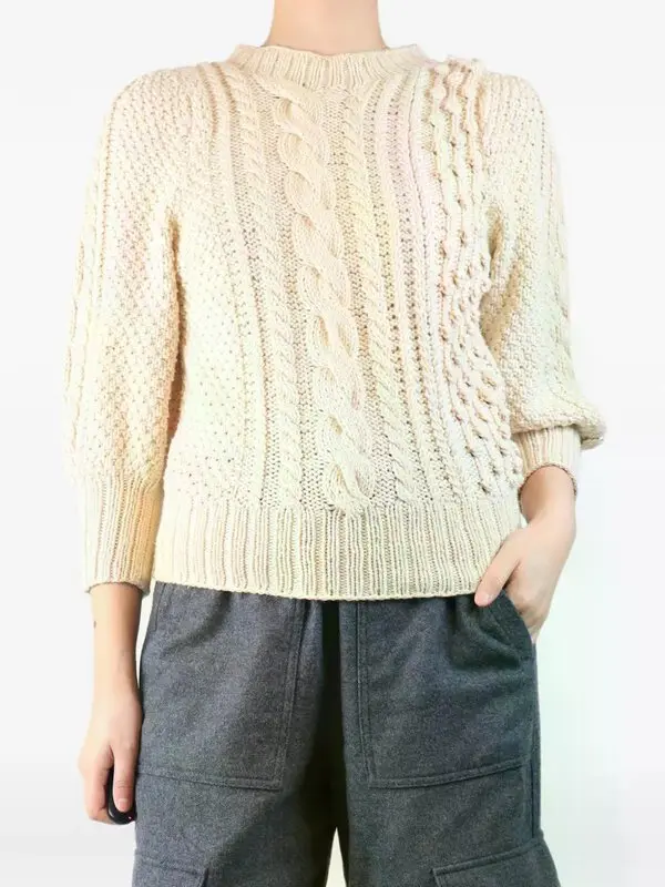 APIECE APART Mixed-knit Jumper With Cable Detailing - Neutrals