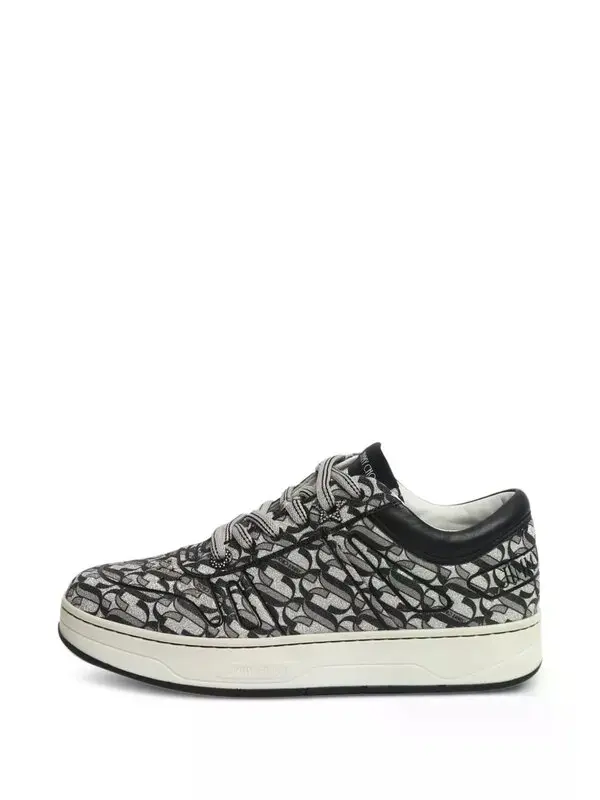 JIMMY CHOO Monogram Glitter Lace-up Sneakers - Grey