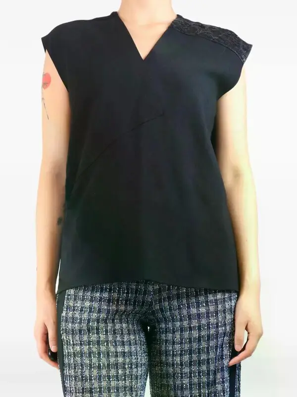 CHRISTOPHER KANE Embellished V-neck Sleeveless Blouse