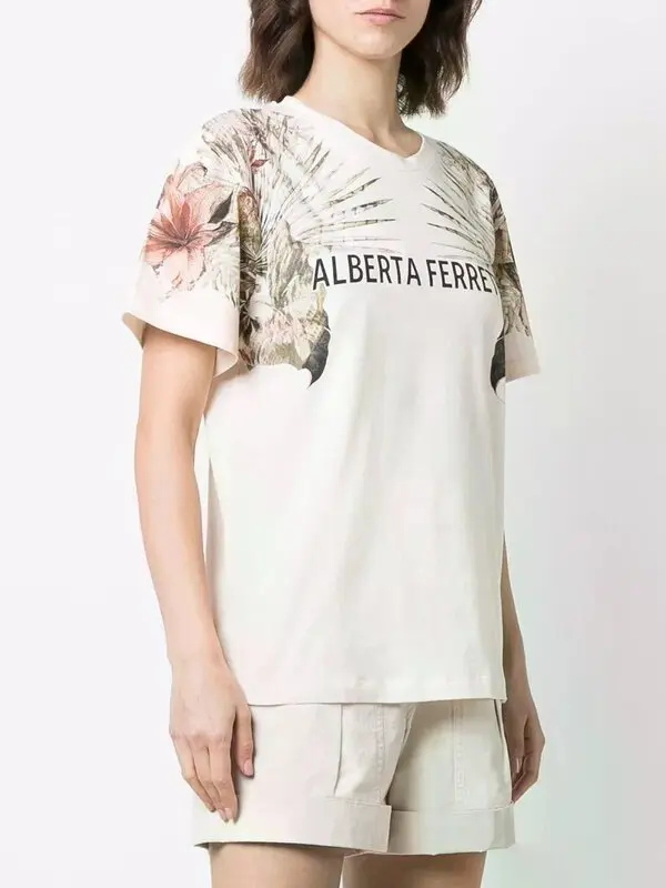Alberta Ferretti Floral Print Cotton T-shirt