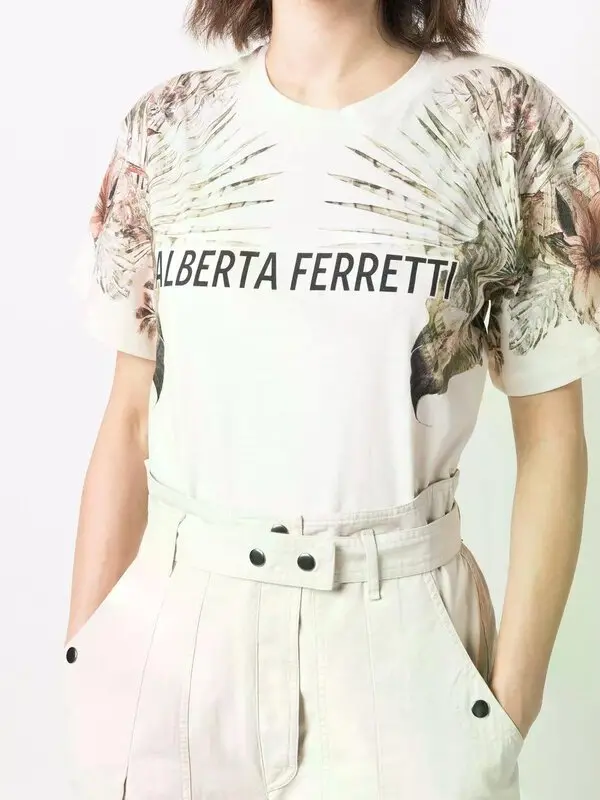 Alberta Ferretti Floral Print Cotton T-shirt