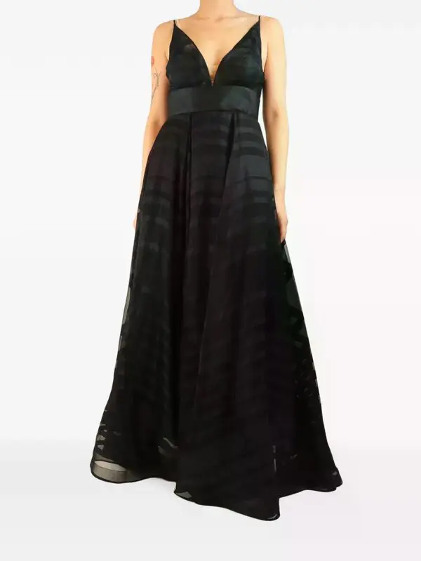 LA MANIA Striped V-neck Maxi Dress