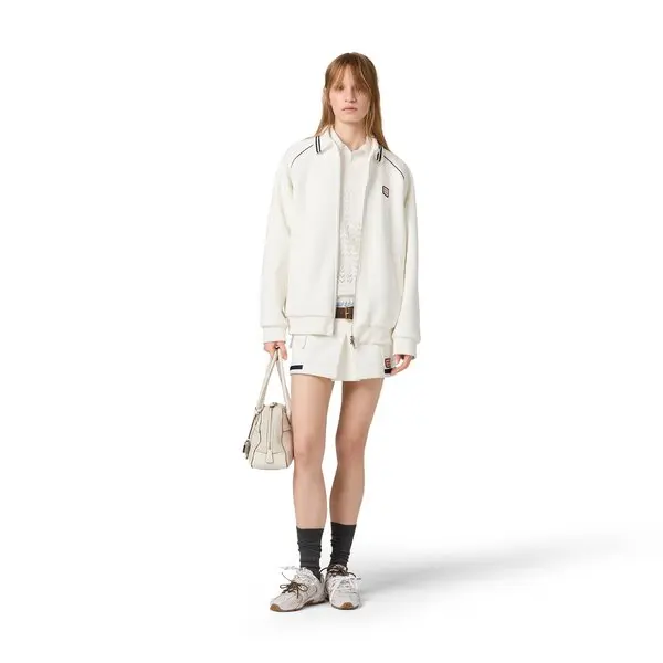 Miu Miu Bonded Cotton Piqué Blouson Jacket
