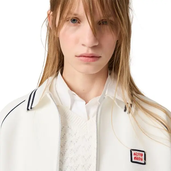 Miu Miu Bonded Cotton Piqué Blouson Jacket
