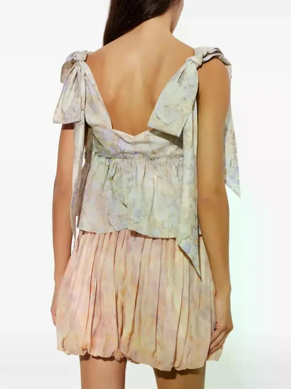 Chloé Floral Print Sleeveless Bow Detail Top