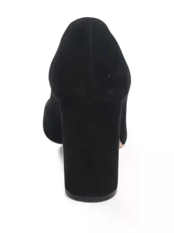 GIANVITO ROSSI Suede Round Toe Block Heel Pumps