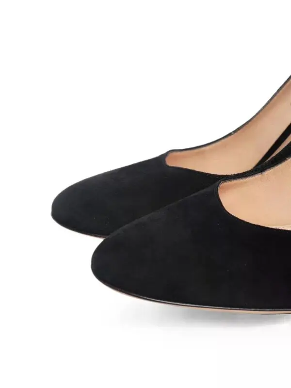 GIANVITO ROSSI Suede Round Toe Block Heel Pumps