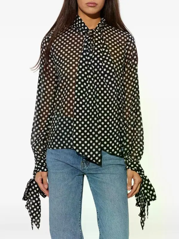 FRAME Polka Dot Pussy Bow Blouse