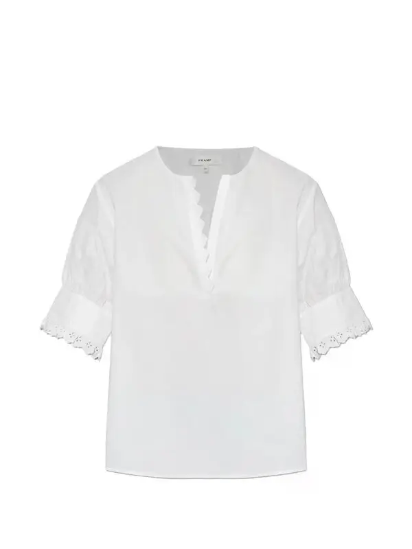 FRAME Keepsake Broderie-anglaise V-neck Top